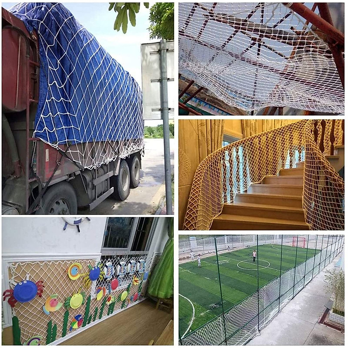 ASPZQ Children Nylon Rope Net Stair Protection Net Balcony Anti-Fall Net Pet Net Children's Railing Stair Balcony Protective Netting Color : 5cm mesh, Size : 2x10m(7x33ft)