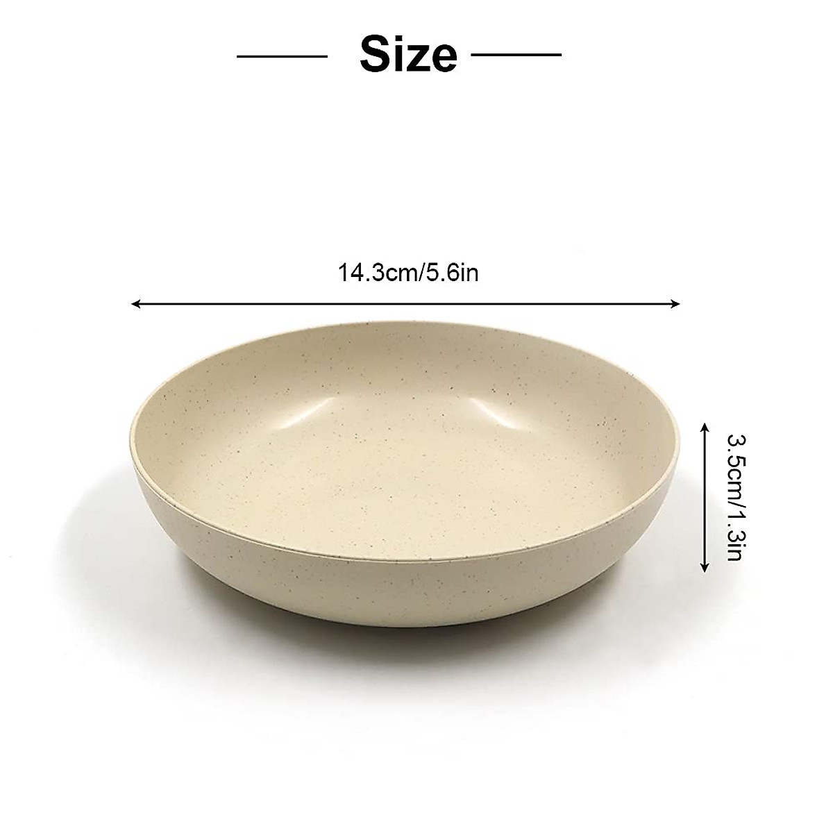 Betinyar 4 Pcs 14.3cm Lightweight Wheat Straw Plates, Unbreakable Dinner Plate, Anti-Fallen, Dishwasher Microwave Safe Plates (beige)