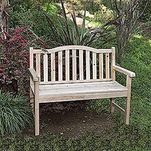 Shine Company 4212N Belfort II Wooden Outdoor Patio Garden Bench, Natural