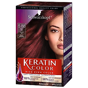 Schwarzkopf Keratin Color Permanent Hair Color Cream, 5.88 Deep Red, 1 Kit