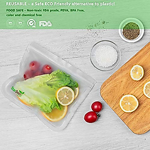 8 PCS Reusable Food Storage Bags | 4 Silicone Storage Bags, Dishwasher Safe | 4 Reusable Sandwich Bags and Snack Bags Washable| Great for Freezer, Travel Resealable Bags
