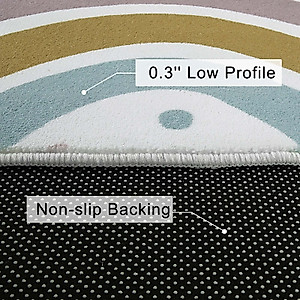 STARUIA Rainbow Kids Rug Play Carpet 55"x47" for Bedroom, Hexagon Washable Rug for Playroom Tent Castle, Non-Slip Nursery Rug Soft Play Mat for Children Playpen Classroom Dorm