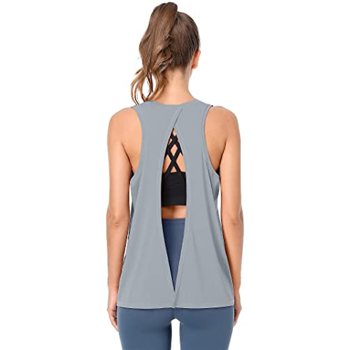 ATTRACO Women Workout Top Loose Fit Athletic Yoga Tank Sports Tank Tops Gym Top Grey XL