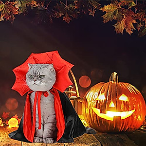 Halloween Dog Costume, Dog Vampire Devil Costume Dog Halloween Cape Costume Pet Vampire Devil Cloak Funny Cosplay Dress Wizard Outfit Mantle for Halloween Party Apparel for Small Medium Dogs Cats
