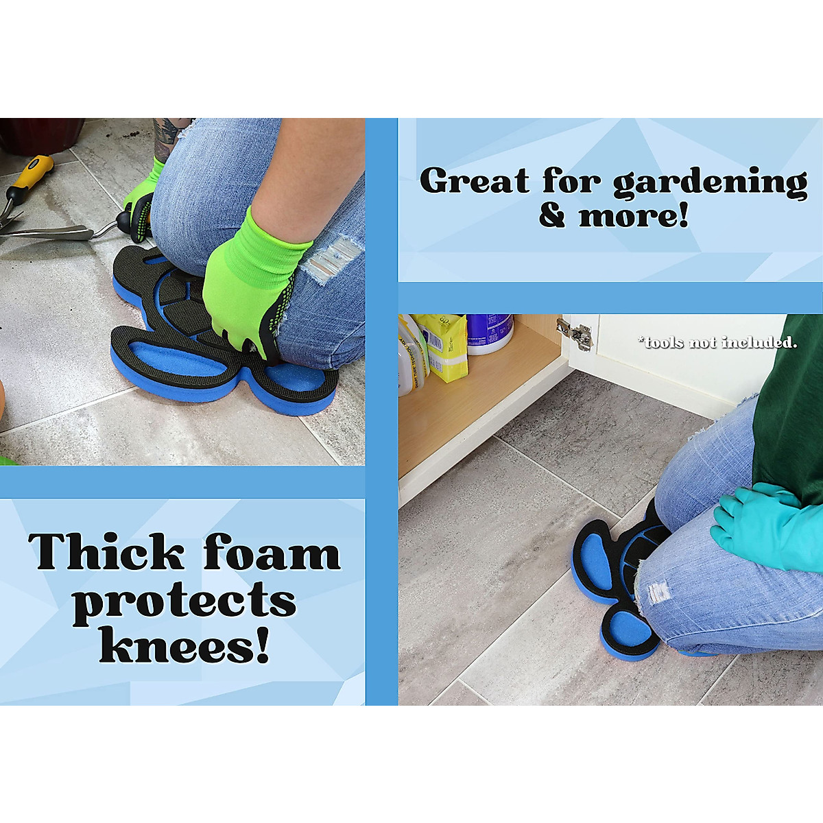 Polar Whale Portable Gardening Kneeling Pad Sea Turtle Shaped Blue and Black Knee Cushion with Tool Pocket for Home Work Automotive Workshop Durable Thick Comfortable High Density Waterproof Foam