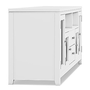 SIMPLIHOME Cosmopolitan SOLID WOOD 72 inch Wide Contemporary TV Media Stand in White For TVs up to 80 inches for the Living Room and Entertainment Center
