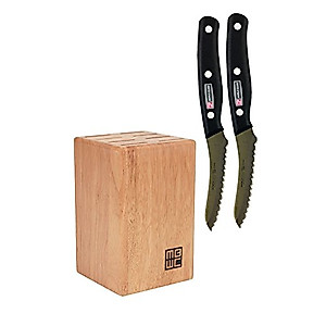 Miracle Blade 8-Piece Steak Knife Block for 4" Steak Knives, Wood Natural Finish