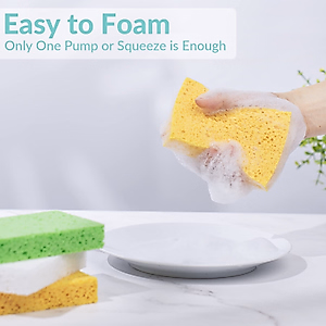 Pop-Up Sponges 6 Pack, REIDEA 100% Biodegradable Scrub for Kitchen - Non Scratch Odor Free Plant Based Dish Sponge - Eco-Friendly Wood Pulp Sponge (Colored, 6 Pack)