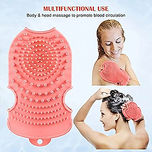 Silicone Body Scrubber for Use in Shower: Silicone Loofah for Men Women with Two Sides - Body Exfoliator Brush for Massage and Foam