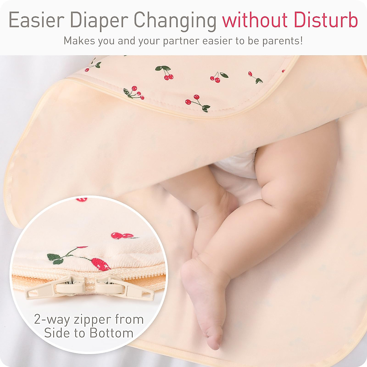 Transitional Swaddle Sack with Arms Up Length Sleeves and Mitten Cuffs, Self-Soothing Sleeping Bag 2 Ways Zipper, Wearable Swaddling Blanket for Newborns Baby Boys Girls Snug Fit Calms Startle Reflex