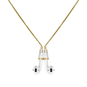 Lawonda AirPods Carrying Straps, Gifts for Mom, Earphone Stainless Steel Necklace Chain Strap Holder Magnetic Neck Connector Cord Anti-Lost Sports String Strap Accessories for Airpods 3/ Pro 1 Gold
