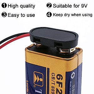 TWTADE 10 Pcs 9V I Type Battery Connector Leads + 2 x 2.1mm X 5.5mm DC Power Male Plug +2 Pair Alligator Clips I-023