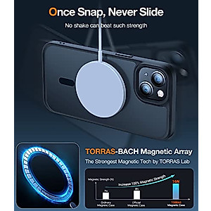 TORRAS 𝗡𝗘𝗪 Magnetic for iPhone 14 Case & iPhone 13 Case, 10FT Military Grade Drop Tested, Compatible with MagSafe, Slim Protective Translucent Matte iPhone 14 & iPhone 13 Phone Case, Black