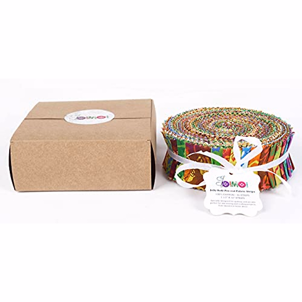 Soimoi 40Pcs Batik Print Precut Fabrics Strips Roll Up 1.5x42inches Cotton Jelly Rolls for Quilting - Yellow