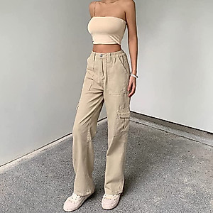 Cargo Pants Women High Waist, Baggy Cargo Jeans with Pocket Baggy Jogger Relaxed Y2K Pants Fashion Jeans X-Large