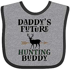 inktastic Daddy Future Hunting Buddy Baby Bib Heather and Black 34a1b