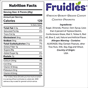 Fruidles French Burnt Beans Candy Coated Peanuts, Kosher Certified, Old School Candy, Birthday Parties, Christmas, Easter, Halloween (4oz Bag)