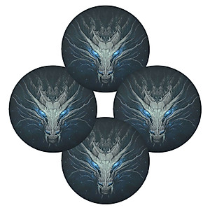 Kigai Round Placemats for Dining Table Set of 4, Grey Dragon Non-Slip Washable Table Mats Kitchen Heat Resistant Place Mats for Outdoor Indoor Table Decoration