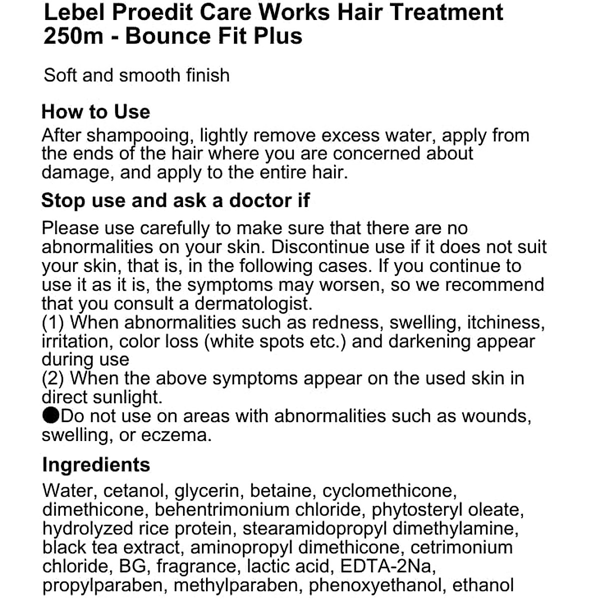 Lebel Cosmetics ProEdit Care Works Treatment Bounce Fit Plus - 250ml