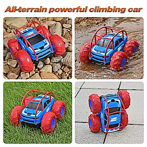 MaxTronic Remote Control Car, RC Cars Amphibious Land & Water Toy Off-Road RC Boat, 360°Flip Rotation Stunt Car with Sidelights for Toddlers 3 4 5 6 7 8 9 10 11 12 Years Kids Boys Girls