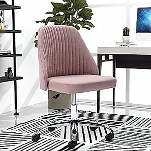 SMUG Home Office Desk Chair, Office Chairs Desk Chair Rolling Task Chair Computer Chair Adjustable with Wheels Armless for Bedroom, Vanity Chair for Makeup Room, Living Room, Hermosa Pink