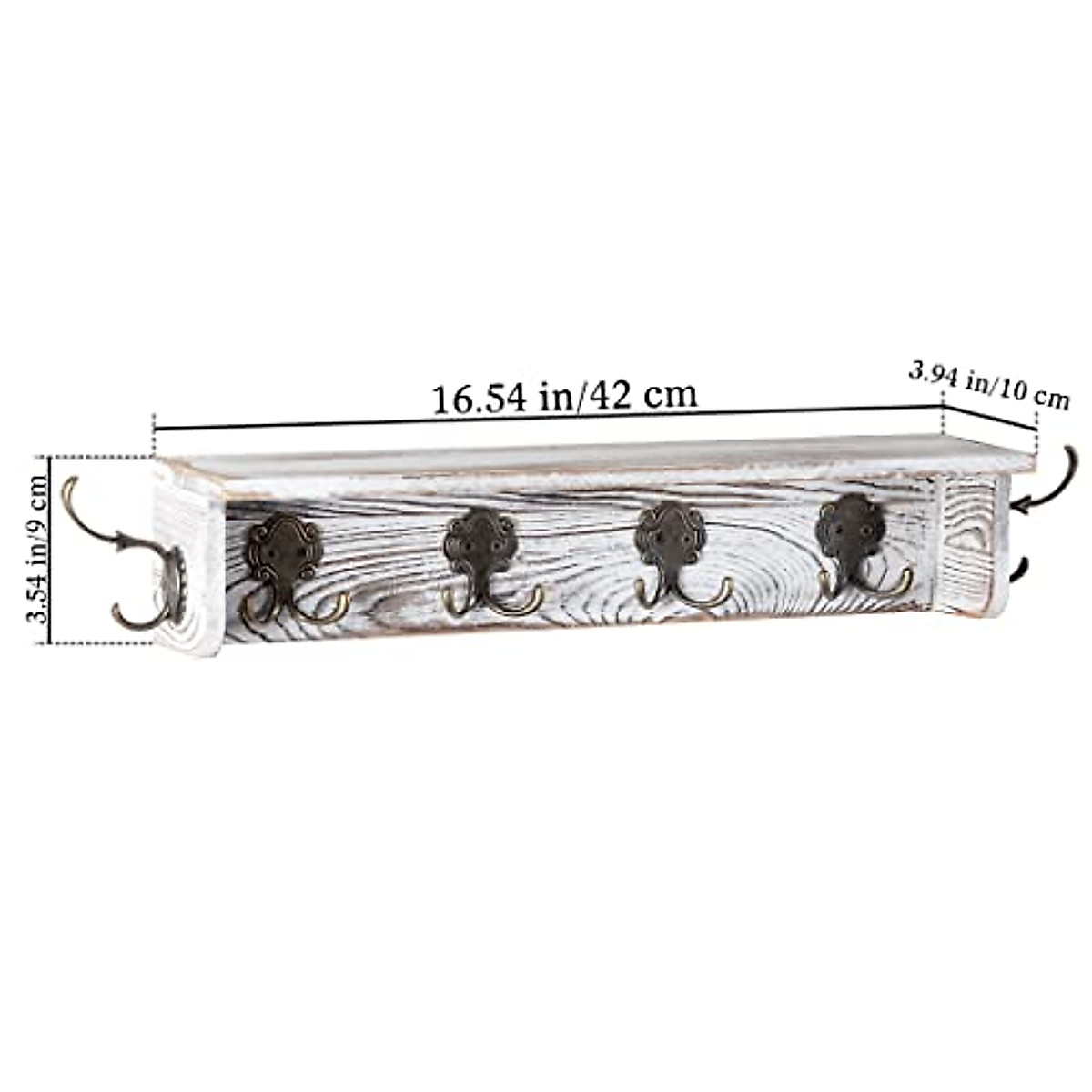 Tektalk Coat Hooks Coat Rack with 6 Double Hook Wall Mounted Coat Hat Hanger Hooks for Entryway, Bedroom, Kitchen, Bathroom - Gray