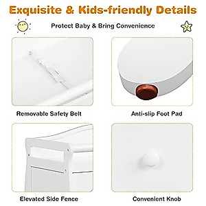 Costzon 3-Drawer Changing Table, Infant Diaper Changing Station with Drawers, Safety Rails & Strap, Baby Changing Table Dresser for Nursery, Easy Assembly (White)