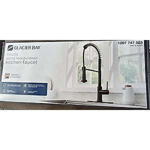 Glacier Bay Paulina Single-Handle Spring Neck Pull Down Sprayer Kitchen Faucet in Matte Black