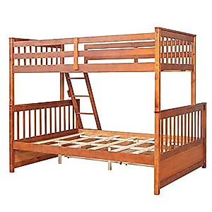 DEYOBED Twin Over Full Wooden Bunk Bed with 2 Storage Drawers for Kids Teens Adults