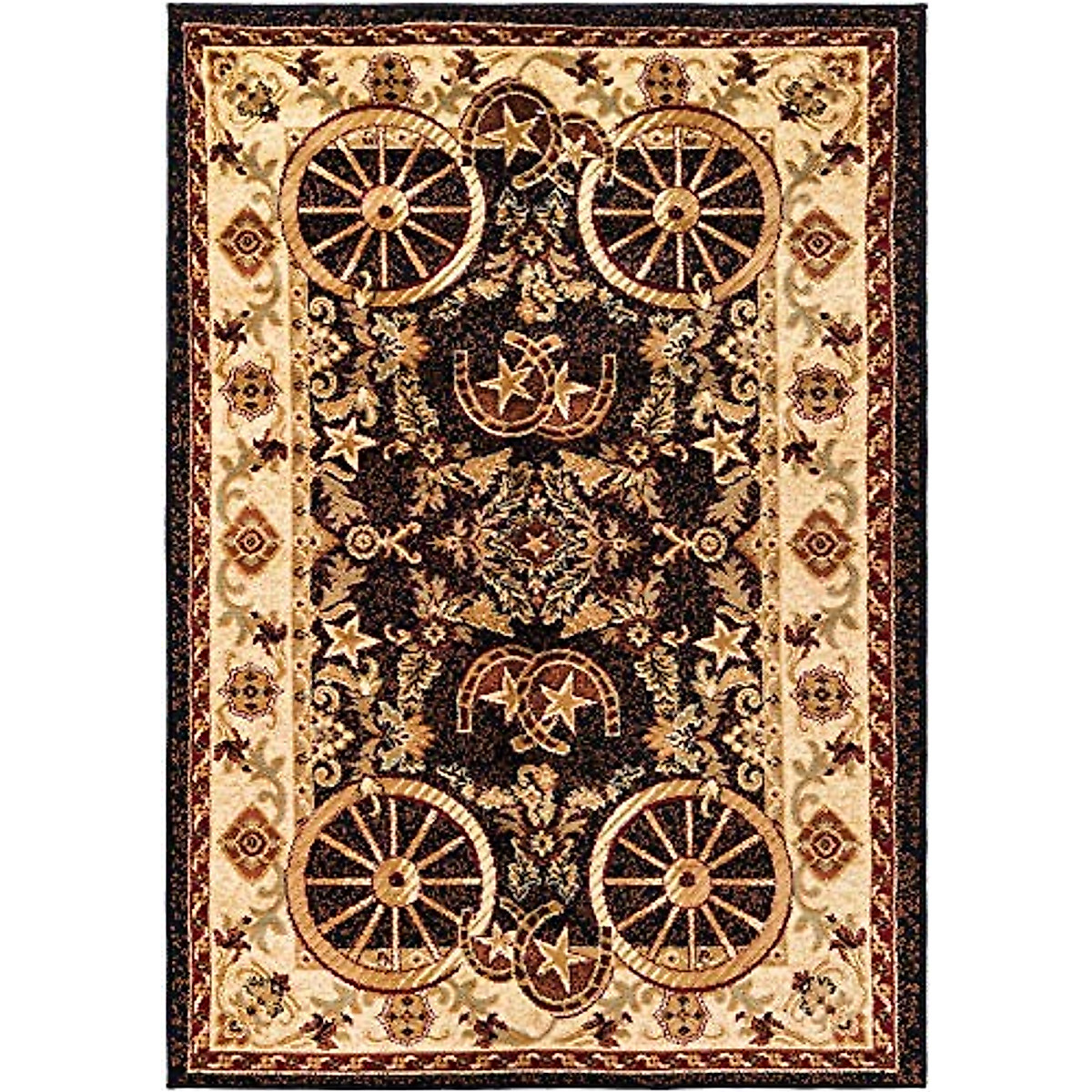 Rugs.com Pioneer Collection Rug – 4' x 6' Black Medium-Pile Rug Perfect for Living Rooms, Large Dining Rooms, Open Floorplans