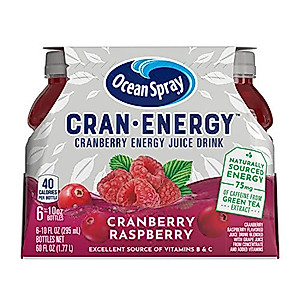 Ocean Spray, Cran-Energy Cranberry Raspberry Energy Juice Drink, 10 Fl Oz Bottles, 6 Ct