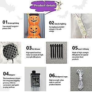 12 Feet Halloween Inflatable Stacked Pumpkins,Halloween Indoor Outdoor Decoration for Lawn Garden Holiday Party,with Build-in LEDs,High