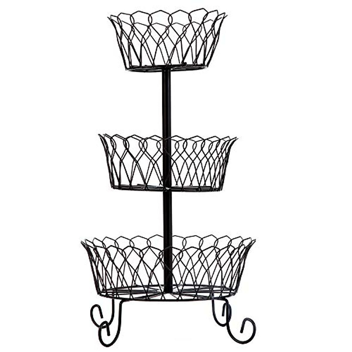 Trenton Gifts Three Tier Wire Basket | Black | Great For Fruits, Vegetable & More