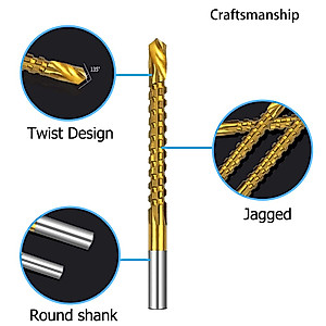 PERFACTOOL 6Pcs Titanium Nitride Coated Twist Drill Bits Set Straight Shank, 4241 high-Speed Steel,135 Degree Tip,Cobalt Drill bit Set Power Tool for Hardened Metal, Stainless Steel, Plastic and Wood