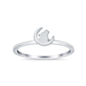 Blue Apple Co. Sterling Silver Size-10 Howling Wolf on Moon Ring Band 925 Sterling Silver
