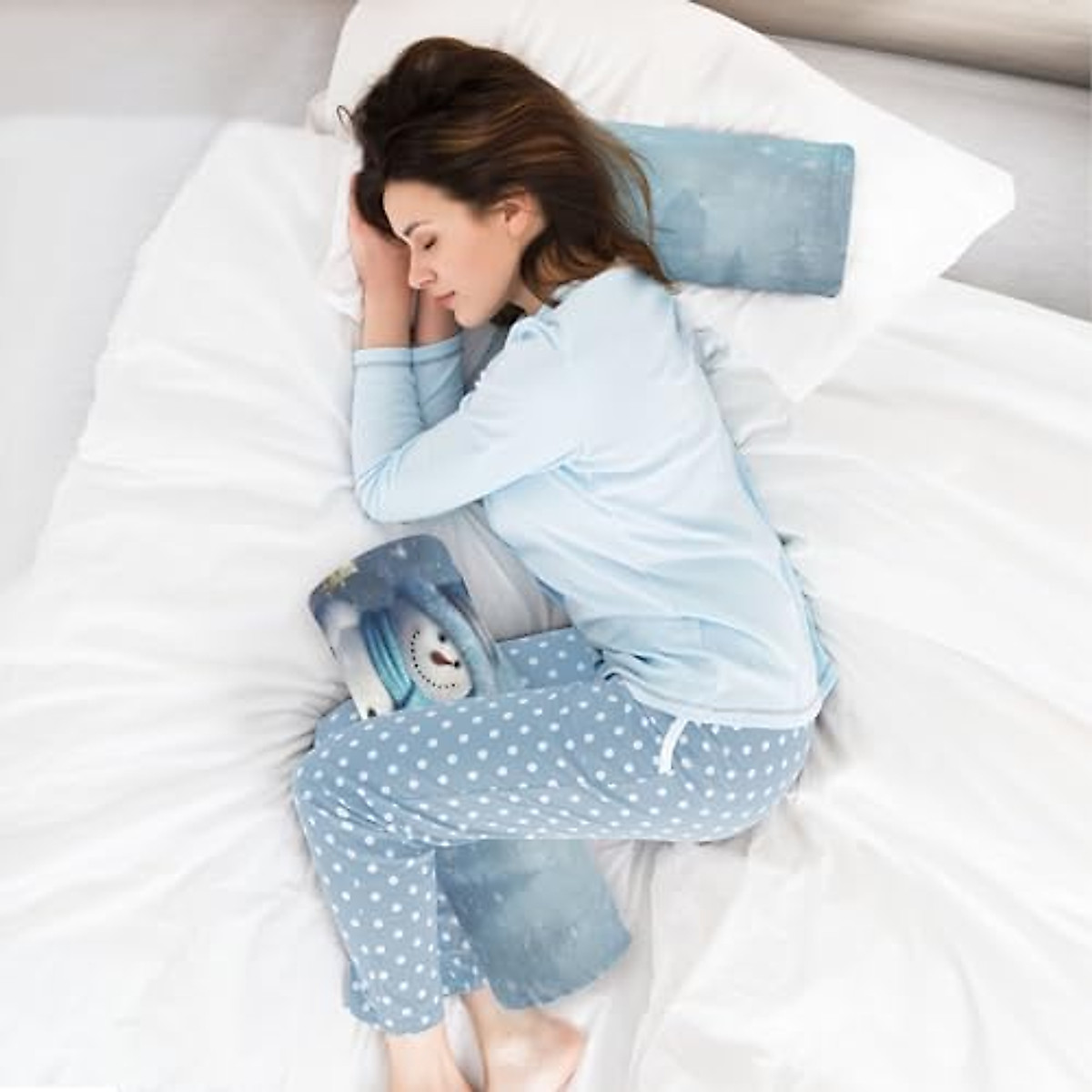 xigua Christmas Snowman Neck Roll Pillow for Neck Relief with Removable Washable Cover - Memory Foam Round Cylinder Bolster, Ergonomically Designed for Head, Neck, Back, and Legs