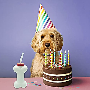 Dog Bone Cups with Straw (6 Pack) 14 oz - Paw Dog Patrol Party Supplies, Dog Birthday Party Supplies Decorations, Puppy Pals Dog Birthday Party Favors by 4E's Novelty