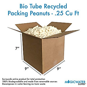 1/4 Cu Ft White Bio Tube Recycled Anti Static Packing Peanuts Popcorn Tube Shape Loose Fill | Magicwater Supply