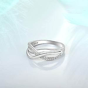 STARCHENIE Infinity Ring for Women 925 Sterling Silver Twisted Knot Ring Infinity Statement Rings Size 7