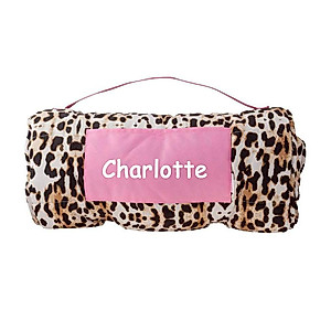 Personalized Stephen Joseph All Over Leopard Print with Pink Details Child Nap Mat with Custom Name