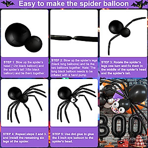 123 Pcs Halloween Balloons, Huge Spider Balloon Garland Arch kit Black Orange Purple Confetti Helium Latex Balloons for Birthday, Baby Shower, Outdoor Indoor Halloween Party Decorations Supplies