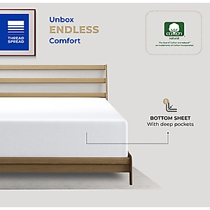 THREAD SPREAD Twin XL Fitted Sheet Only - 100% Cotton 400 Thread Count 16" Deep Pocket White Fitted Sheet Twin XL, Soft Cooling Sateen Weave Elastic Bottom Sheet, Fits College Dorm Mattress, Teens