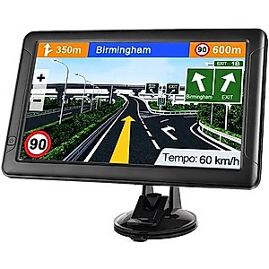 GPS Navigation for Car （9 Inch） Slimline Touch Screen Real Voice Direction ，USA Edition 2025 (Free Lifetime Updates) Turn-by-Turn Voice and Lane Guidance, Speed and Red Light Warning (American Brand)