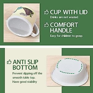 Dinosaur Bamboo Plate Kids Dinnerware Set Toddler Dishes Dinnerware Set Dino Plate Feeding Divided Plates Baby Dish Tableware with Bib