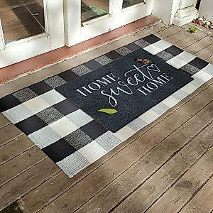 AAZZKANG Door Mats Outdoor Welcome Mat Indoor with Non Slip Rubber Backing Home Sweet Home Doormat Quickly Trap Dirt Easy to Clean Front Door Mat for Entrance Black
