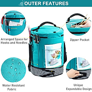 MYBAGZING Expandable Crochet Bag-Knitting Bag Yarn Storage Organizer - Yarn Bag and Crochet Tote, Yarn Holder for Crocheting, Crochet Accessories, Suppliers, Needles with Zipper Closure-Ideal Gift