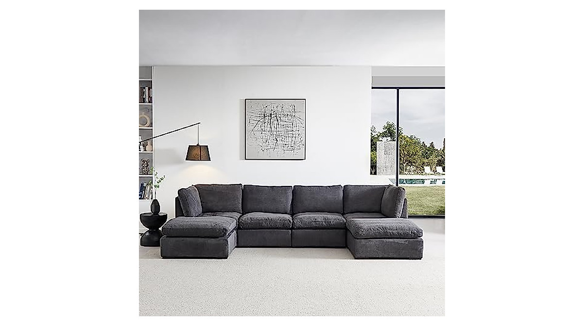 Spacious U-Shaped Modular Sofa Set for Any Living Room
