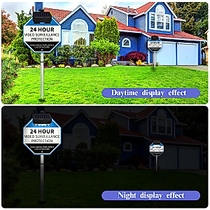 OOSSXX Solar Power Deck LED Light Clip-On Yard Security Sign Spotlight (Large Capacity Battery, Max14 Hours Working)