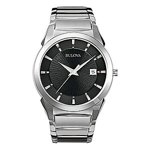 Bulova Men's 3-Hand Calendar Date Quartz Watch, Patterned Dial, 38mm, Style: 96B149
