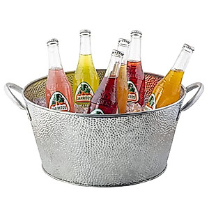 TableCraft Galvanized Collection Oval Beverage Tub, 22.8 x 12.5 x 7.4-Inch